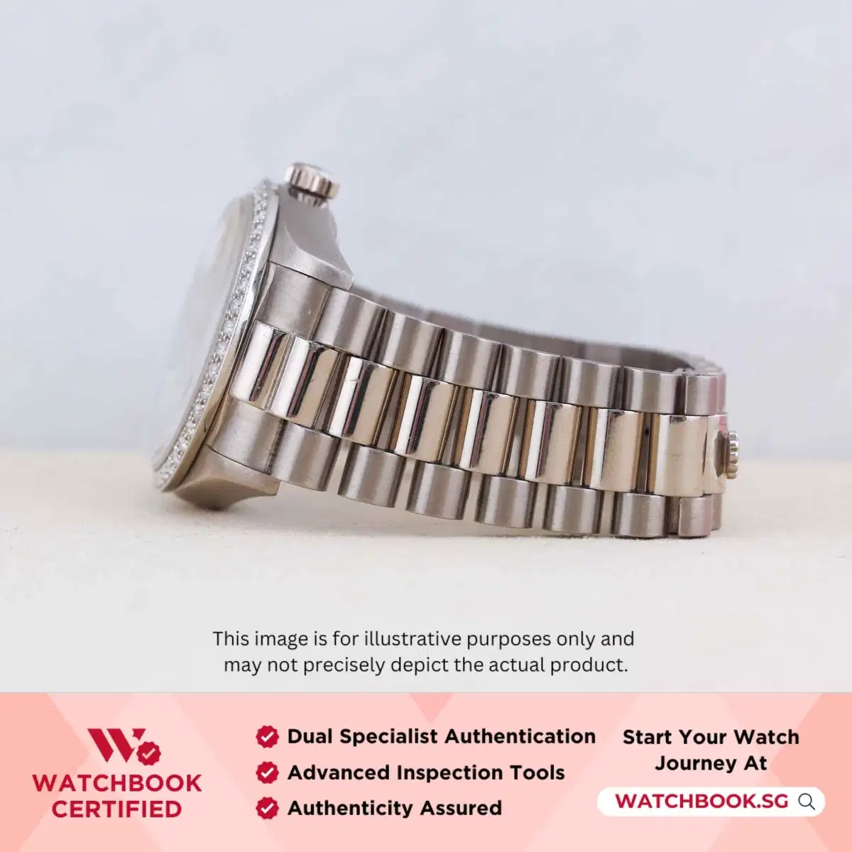 Rolex Daydate 18049 Silver w 8 Point and 2 Baguette Diamond President Singapore | Watchbook